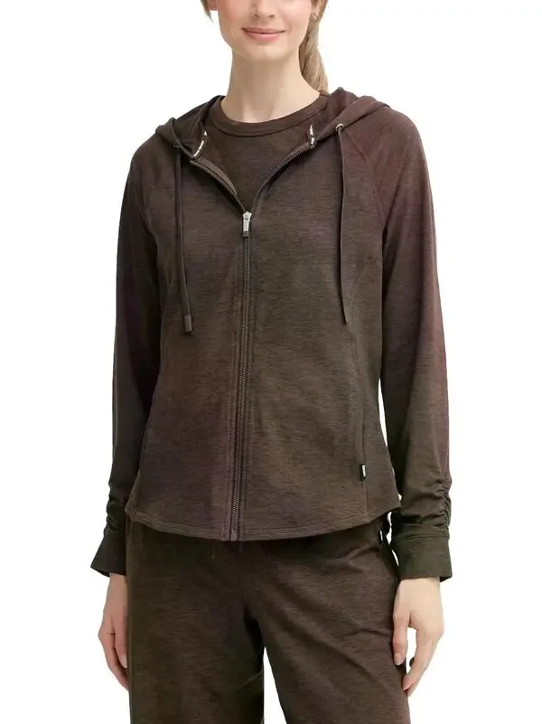 Dkny Zip-up Drawstring Hoodie - Brown