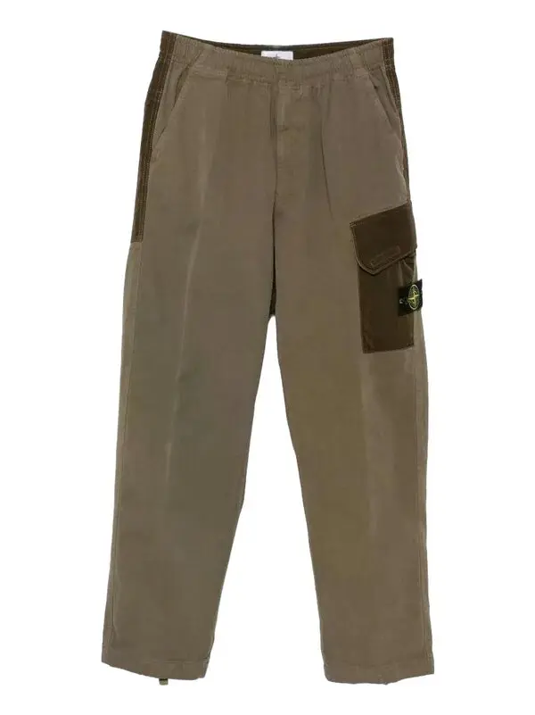 Stone Island Logo Patch Cotton Cargo Pants - Green