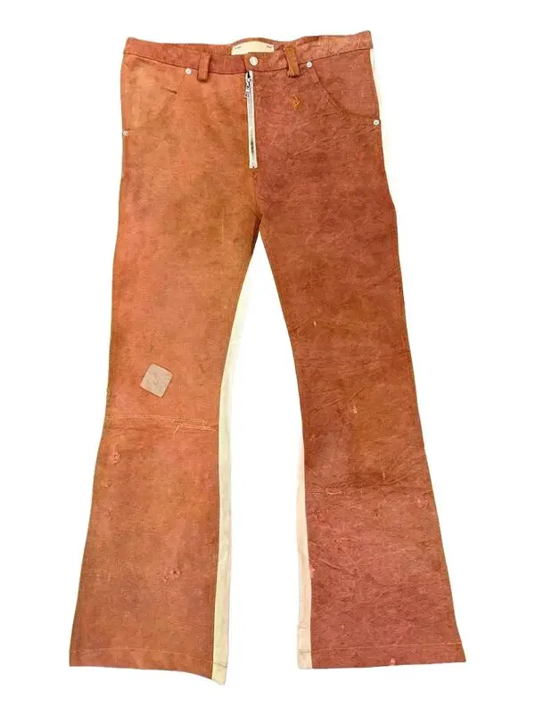 SEKRIT Patchwork Flare Jeans - Red