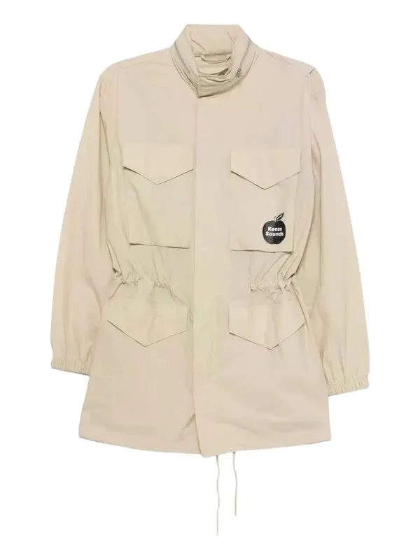 Kenzo Logo-print Parka Coat - Neutrals