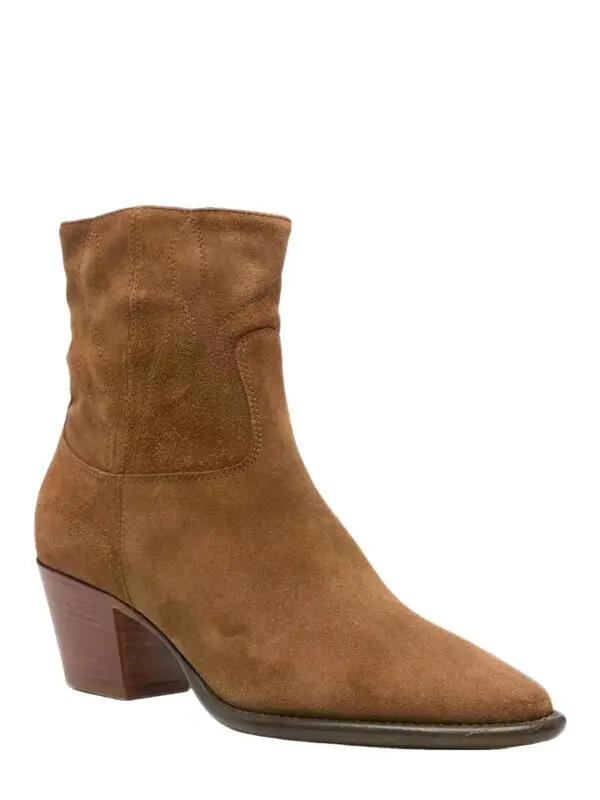 ANNA F. Pointed-toe Zip-fastening Boots - Brown