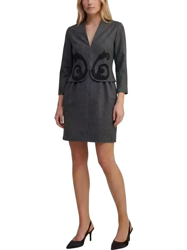 Valentino Garavani Embroidered V-neck Midi Dress - Grey