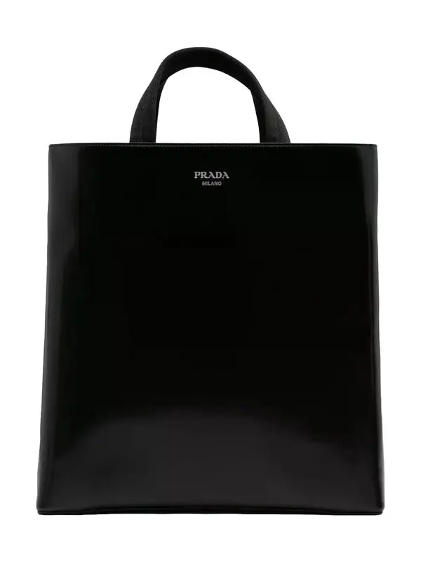 Prada Spazzolato Leather Tote Bag - Black