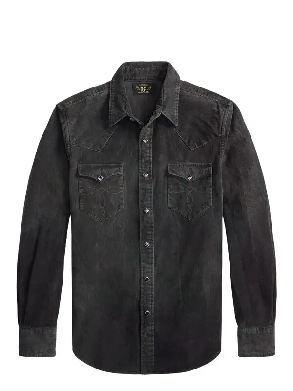 Ralph Lauren Corduroy Western-style Stitched Yoke Shirt - Black