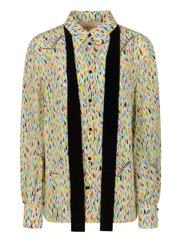 Valentino Garavani Logo Print Silk Shirt - Neutrals
