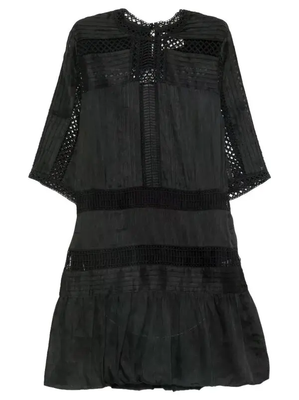 MARANT ETOILE Guipure-lace Pintuck Mini Dress - Black