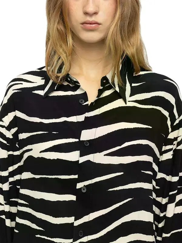 Zadig&Voltaire Tyrica Zebra-print Long-sleeve Shirt - Black