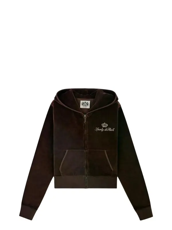 Juicy Couture Crystal-embellished Velour Hoodie - Brown