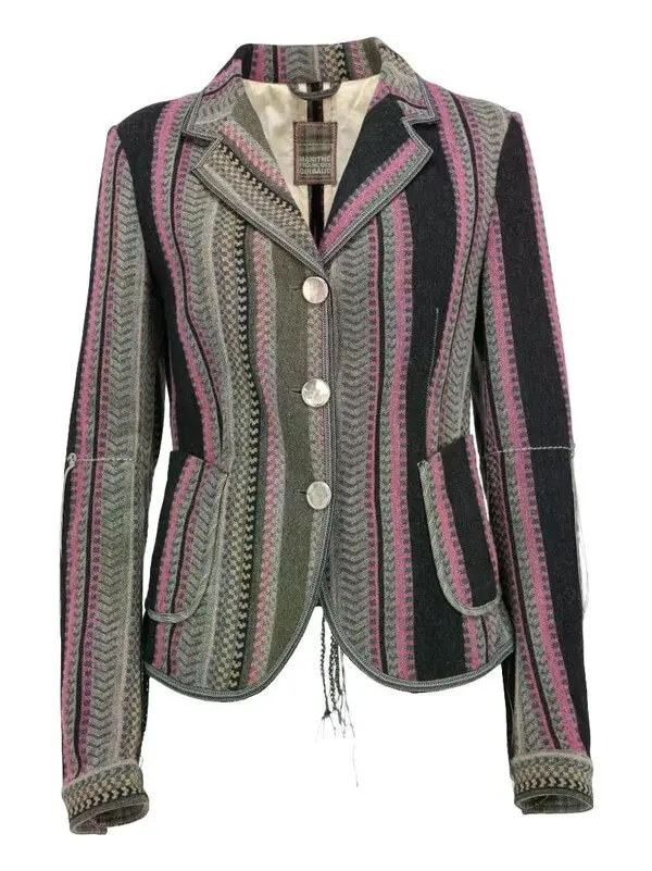 MARITHÉ + FRANÇOIS GIRBAUD VINTAGE Marithé + François Girbaud Striped Fringe Detail Blazer - Black