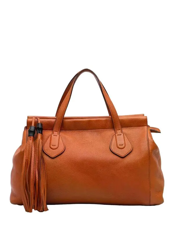 Gucci Leather Lady Tassel Top Handle Bag Handbag - Orange