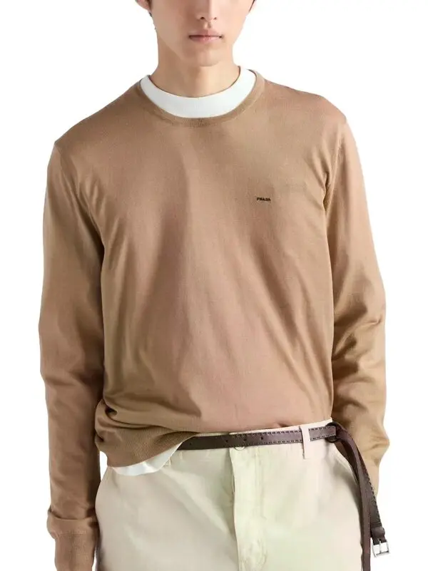 Prada Superfine Wool Crew-neck Sweater - Brown
