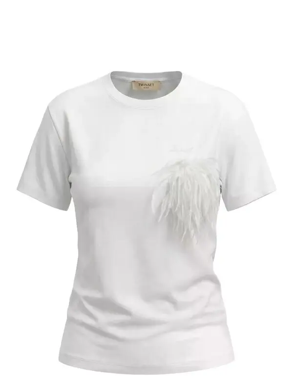 TWINSET Feather Embellished T-shirt - White