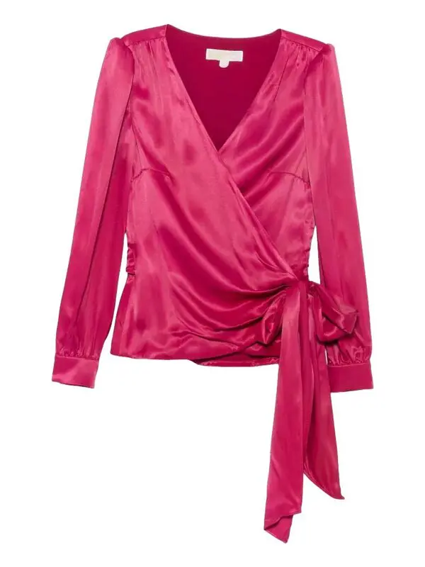 Michael Kors Wrap-style Side-tie Blouse - Pink