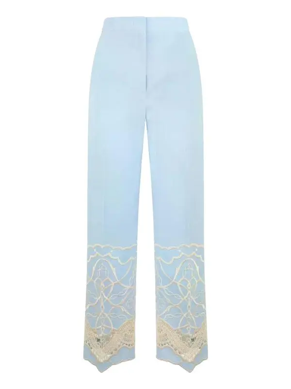 Alberta Ferretti Embroidered Straight-leg Trousers - Blue