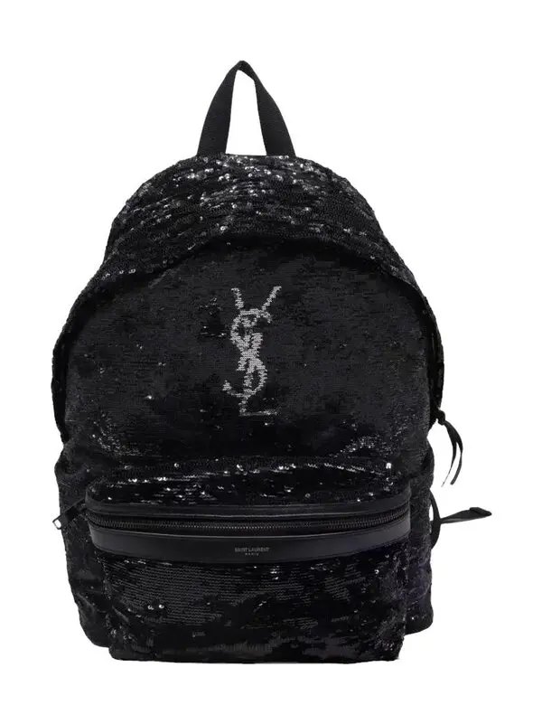 Saint Laurent Sequin Embellished Backpack - Black
