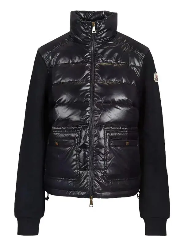 Moncler Quilted Panel Zip-up Jacket - Blue