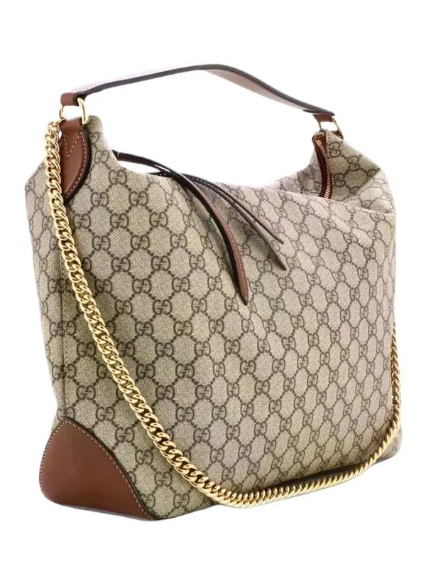 Gucci Chain Gg Coated Canvas Large Hobo Bag - Brown