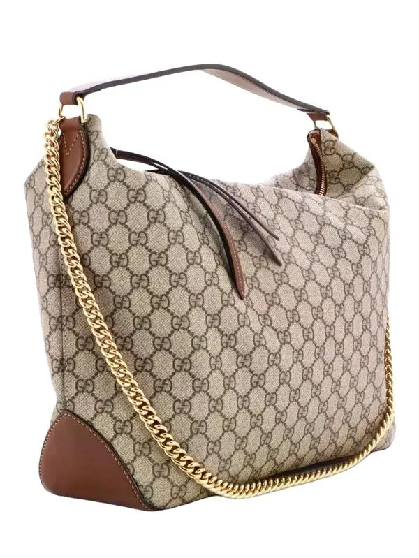 Gucci Chain Gg Coated Canvas Large Hobo Bag - Brown