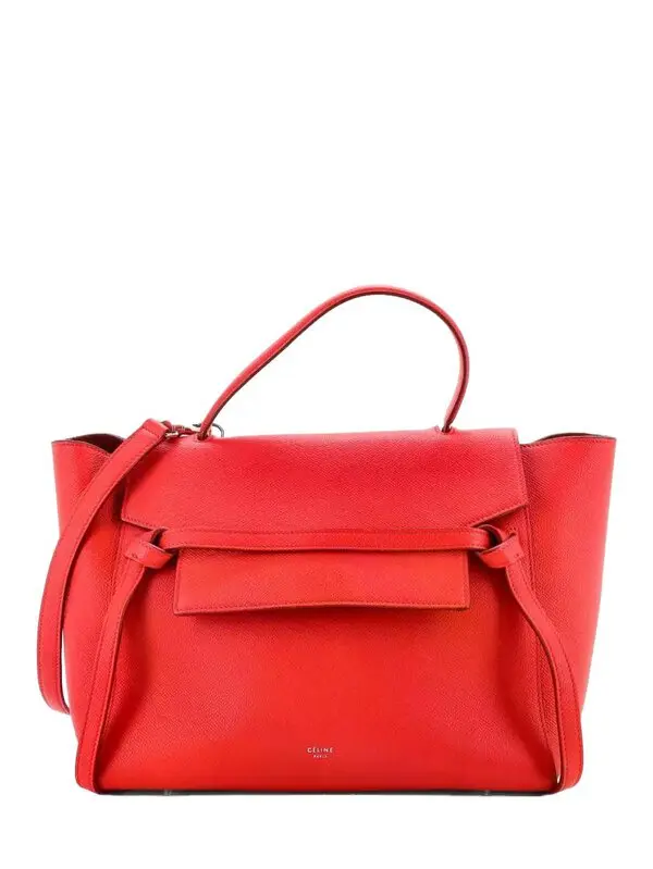 Celine Textured Leather Belt Bag Mini Shoulder Bag - Red
