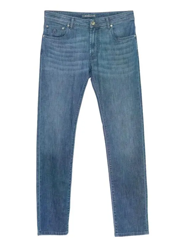 Corneliani Faded Effect Straight Leg Jeans - Blue