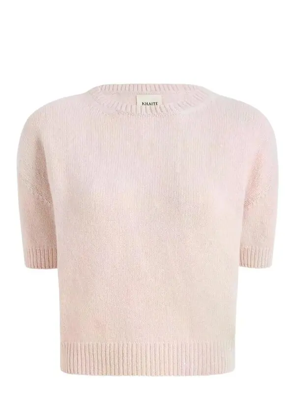 Khaite Cashmere Crewneck Short Sleeve Sweater - Pink