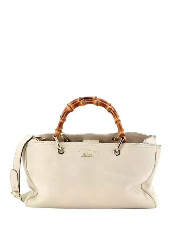Gucci Bamboo Shopper Leather Medium Tote Bag - Neutrals