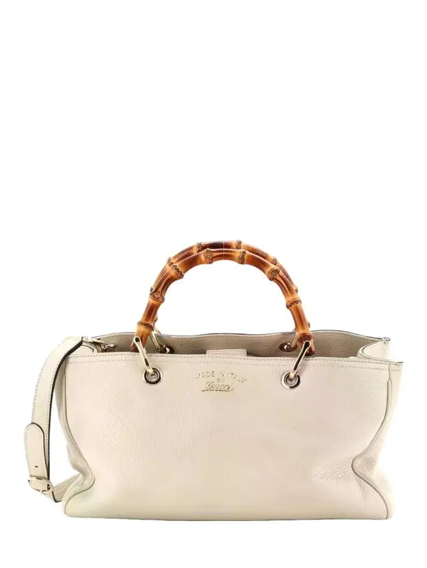 Gucci Bamboo Shopper Leather Medium Tote Bag - Neutrals