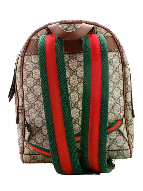 Gucci Embroidered Gg Coated Canvas Small Backpack - Brown