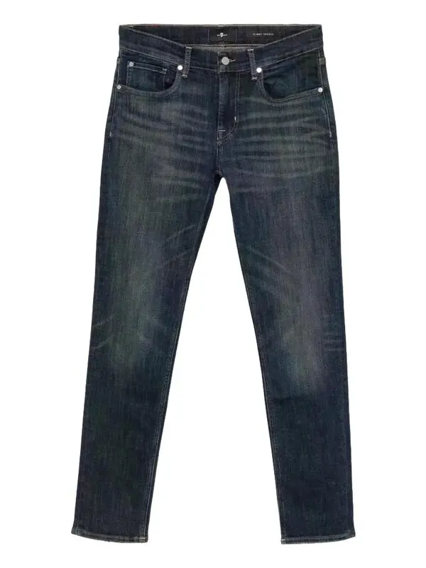 7 For All Mankind Whiskered Faded Effect Jeans - Blue