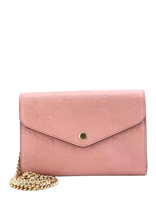 Gucci Envelope Wallet On Chain Sima Leather Shoulder Bag - Pink