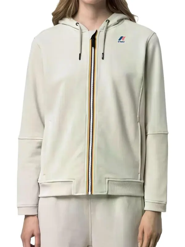 K-WAY Zip-up Hoodie With Logo Print - Neutrals