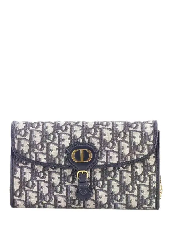 Dior Bobby Pouch With Chain Oblique Canvas East West Clutch Bag - Blue