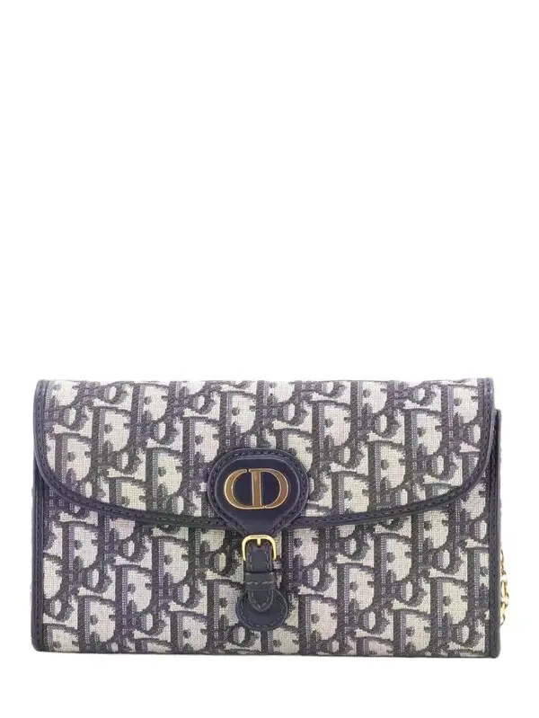 Dior Bobby Pouch With Chain Oblique Canvas East West Clutch Bag - Blue