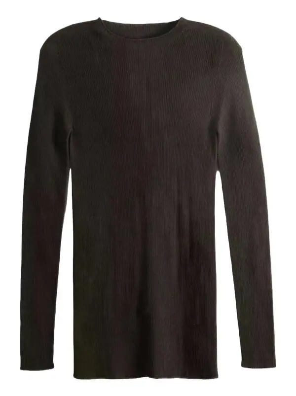 Rick Owens Ribbed-knit Long-line Sweater - Brown
