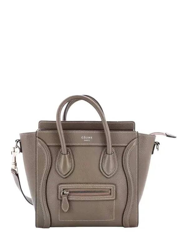 Celine Luggage Bag Grainy Leather Nano Crossbody Bag - Grey