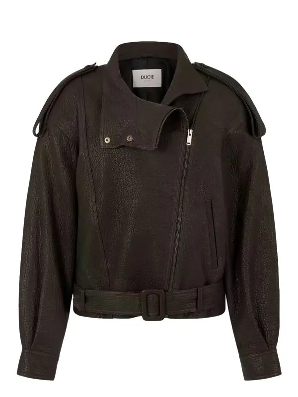 DUCIE Serpa Grained Calf Leather Jacket - Brown