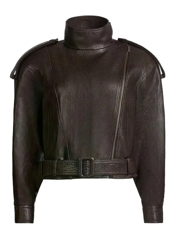 DUCIE Serpa Grained Calf Leather Jacket - Brown