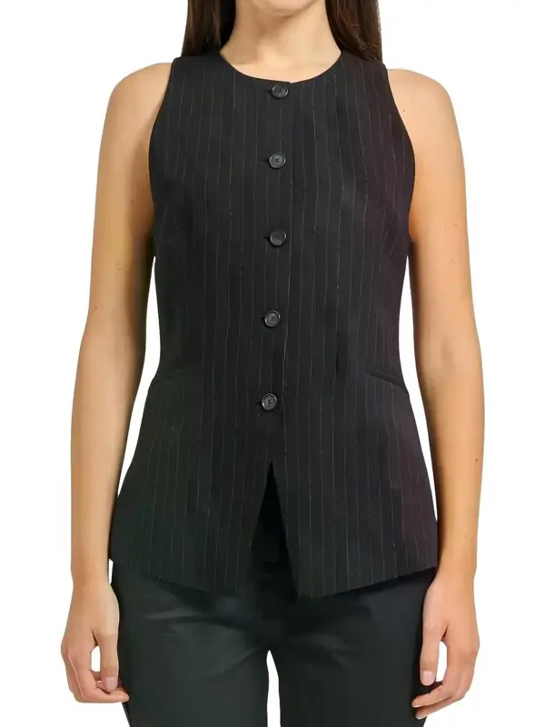 BOSS Pinstripe Pattern Waistcoat - Black