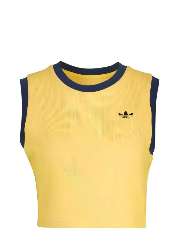 Adidas Heather Ribbed Cropped Tank Top - Yellow
