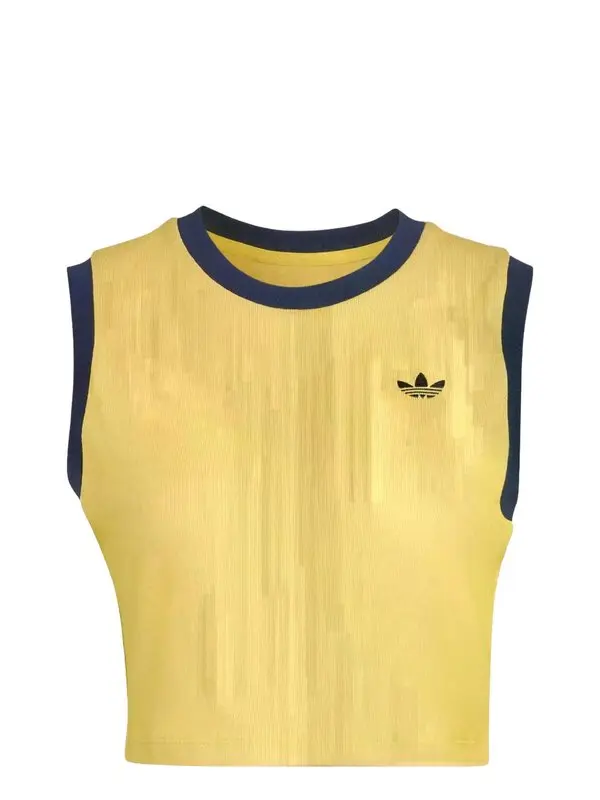Adidas Heather Ribbed Cropped Tank Top - Yellow