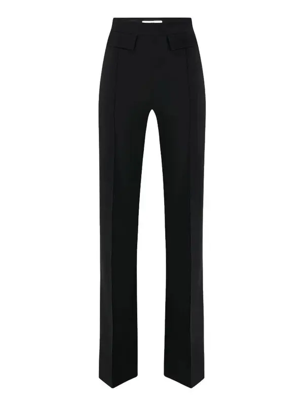 Elisabetta Franchi Logo Embroidered Crepe Trousers - Black