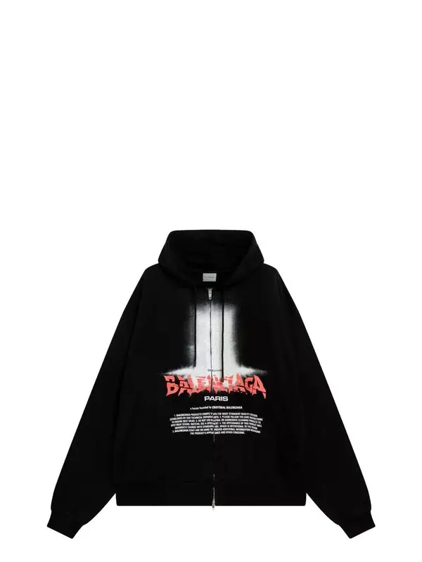 Balenciaga Oversized Logo-print Hoodie - Black
