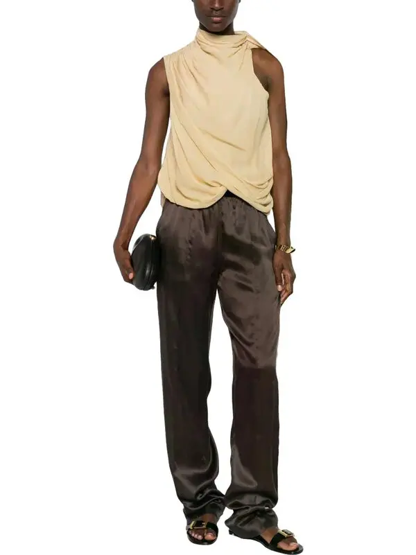 TOM FORD Silk Elasticated-waistband Trousers - Brown
