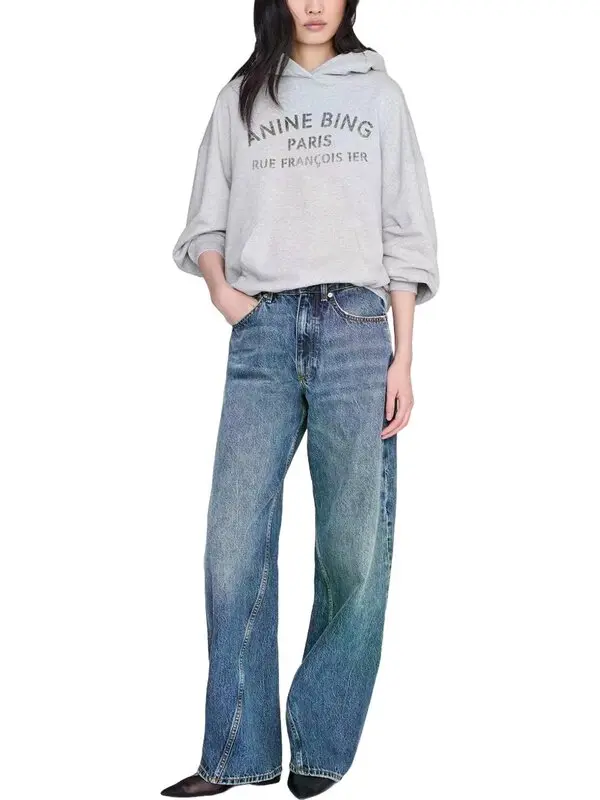 ANINE BING Harvey Oversized Paris Stencil Sweatshirt - Grey