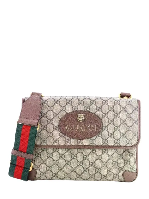 Gucci Neo Vintage Flap Messenger Gg Coated Canvas Medium Crossbody Bag - Brown