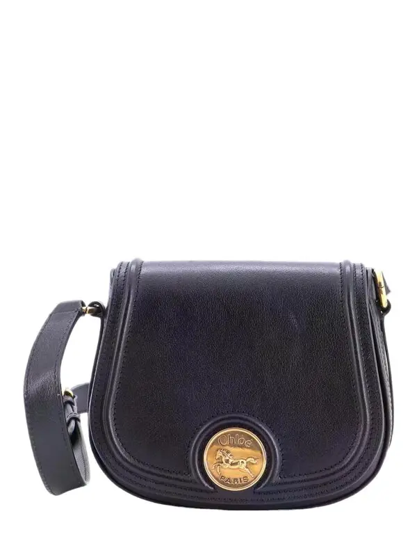 Chloé Horse Medal Saddle Leather Shoulder Bag - Black