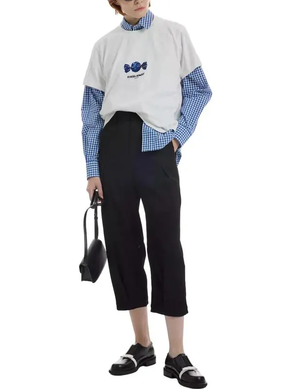 ADER ERROR Pleated Cropped Trousers - Black