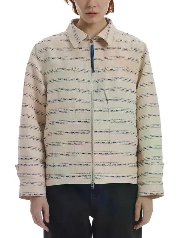 ADER ERROR Striped Button-detail Zip-up Jacket - Neutrals