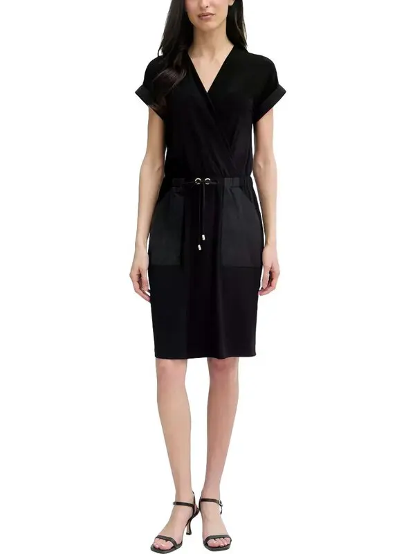 Joseph Ribkoff Wrap-style Mid-length Dress With Drawstring Waist - Black