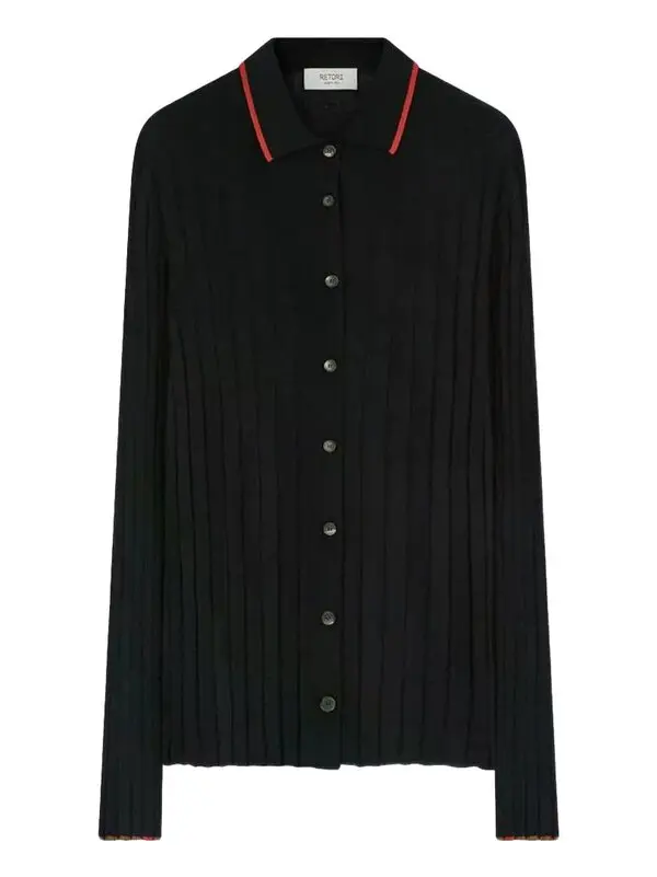 RETORI Ribbed-knit Button-down Cashmere Cardigan - Black